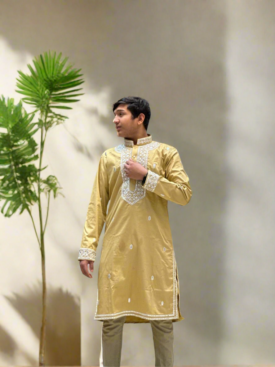 Men's Haldi Special Neck Style Embroidery Kurta Set - KPH Outfits – Kph ...