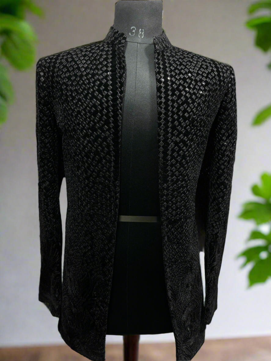 Men's Black Embroidered Open Shrug Set by KPH Outfits – Kph Outfits ...