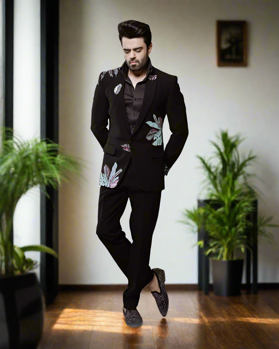 Men's Exclusive Designer Multi-Colour Sequence Embellished Tuxedo Suit ...