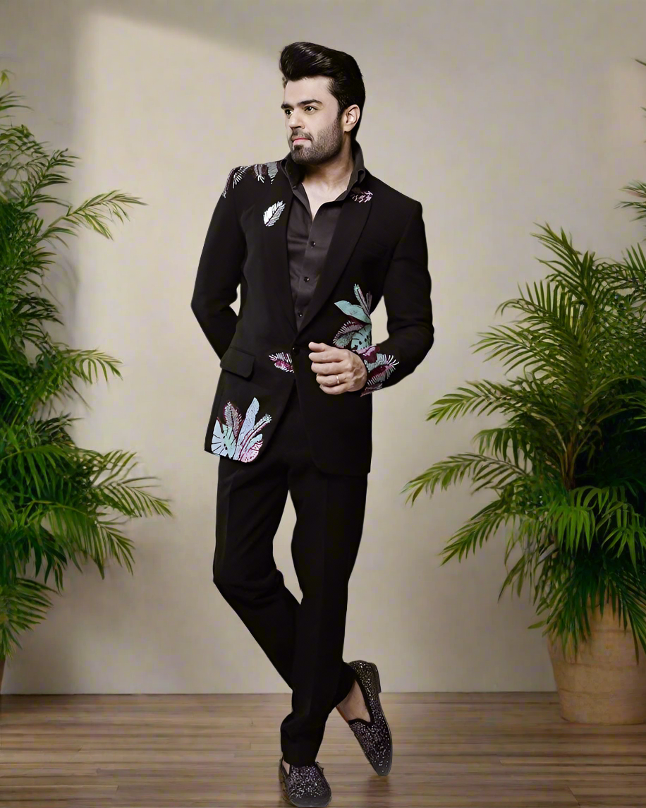 Men's Exclusive Designer Multi-Colour Sequence Embellished Tuxedo Suit ...