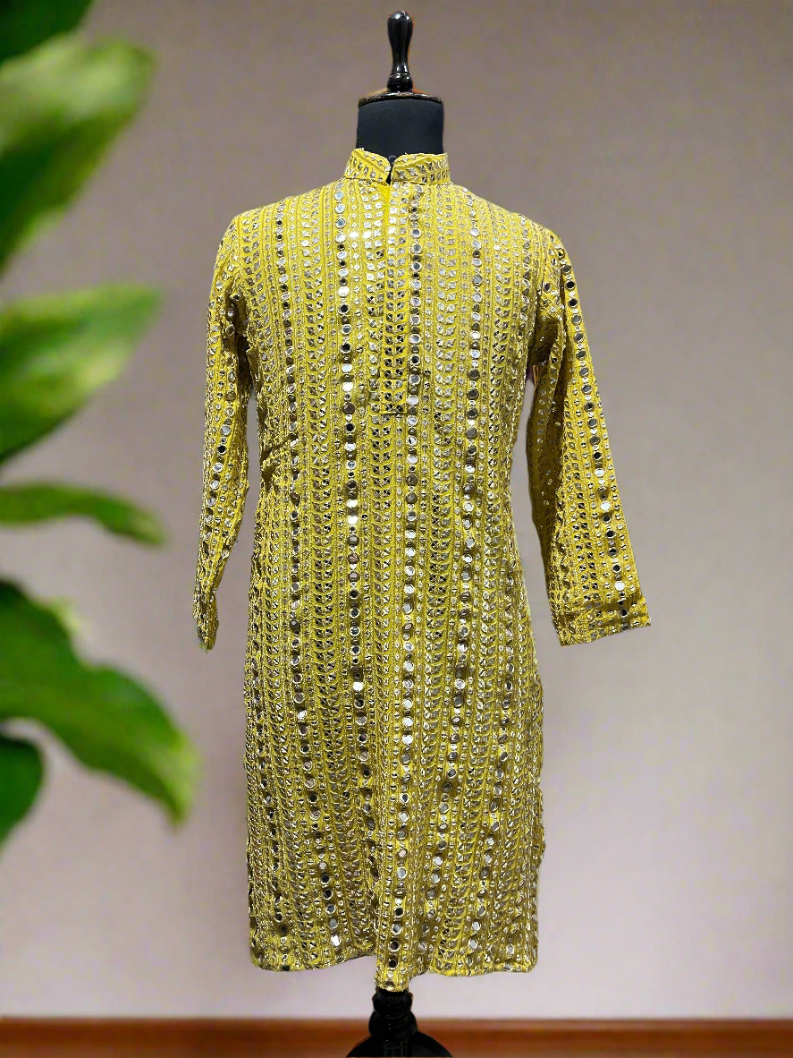 Dazzling Mirror Work Haldi Special Kurta Set | KPH Outfits – Kph ...