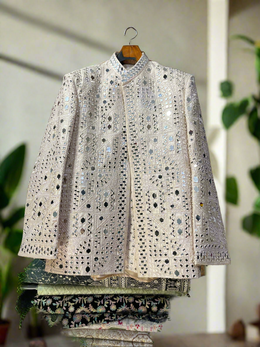 Groom Special Real Mirror Most Demanding Shrug Set – Luxury Wedding We ...