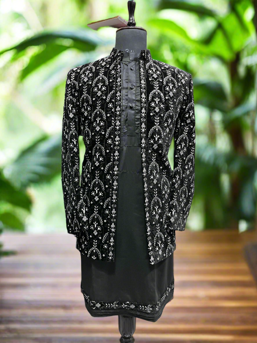 Men's Black Exclusive Open Jodhpuri Set by KPH Outfits – Kph Outfits ...